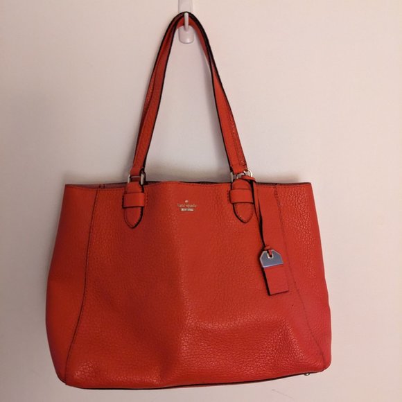 kate spade | Bags | Kate Spade Large Unlined Tomato Red Pebble Leather ...